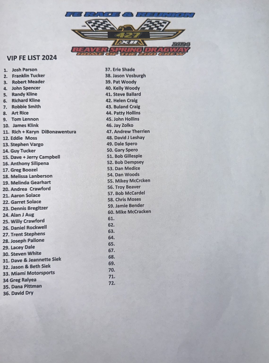 2024 FE RACE & REUNION (THE OFFICIAL PAGE) – Beaver Springs Dragway